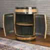 Whiskey Barrel Cabinet with Doors | Customizable Liquor Storage