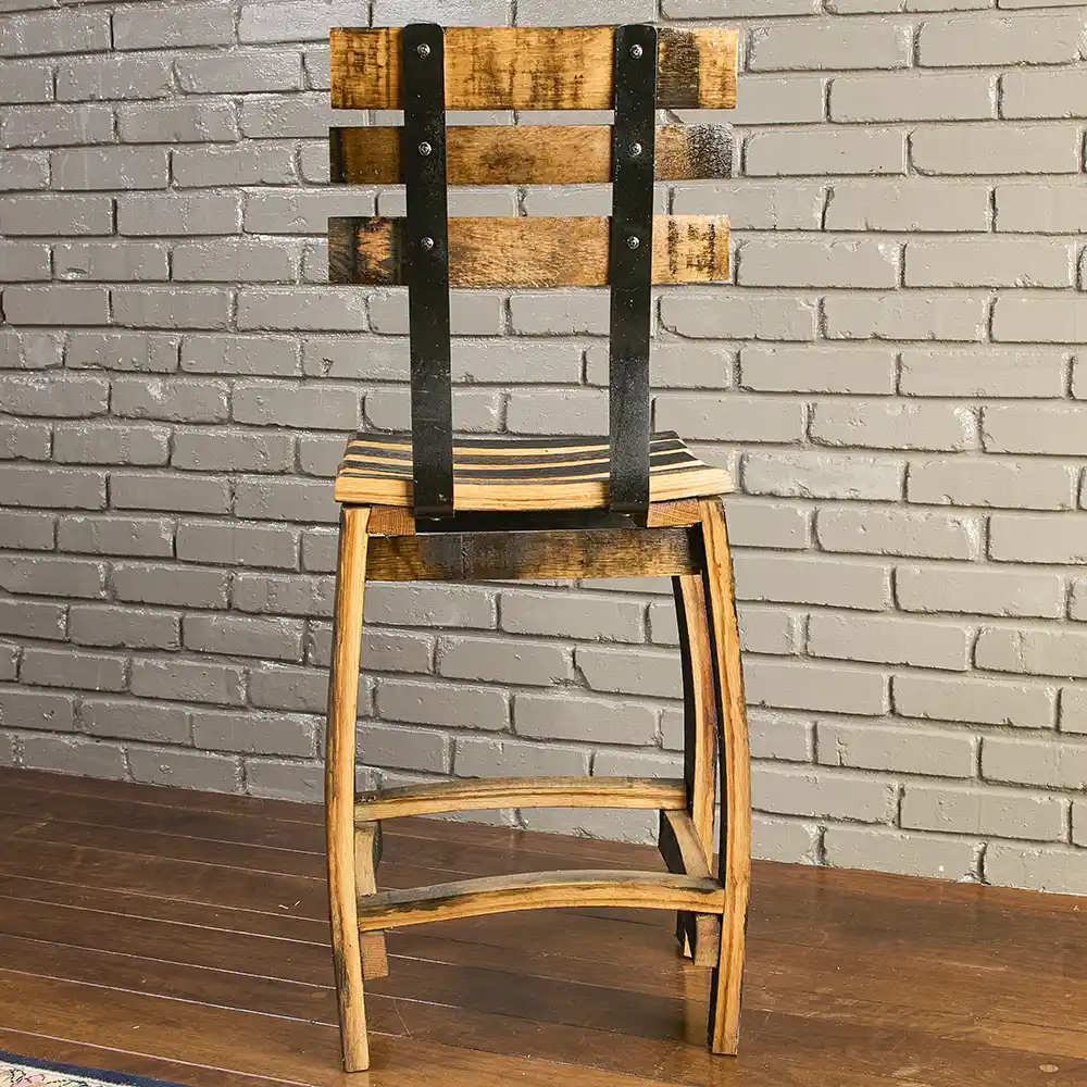 Bourbon Whiskey Barrel Stave Chair | Bar Stool with Backrest