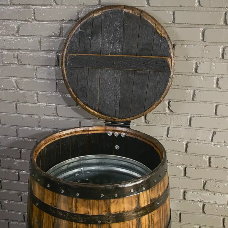 Whiskey Barrel Cabinet with Doors | Customizable Liquor Storage
