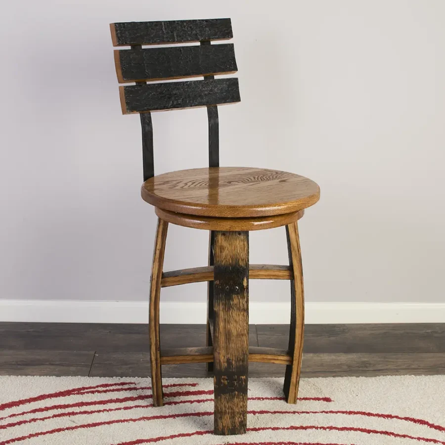 Bourbon Whiskey Barrel Swivel Chair | Stave Bar Stool