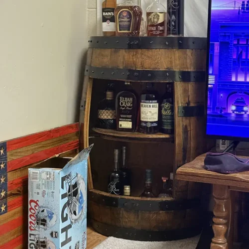 3-Tiered Barrel Stave Shelf | Rustic Wall-Mounted Display
